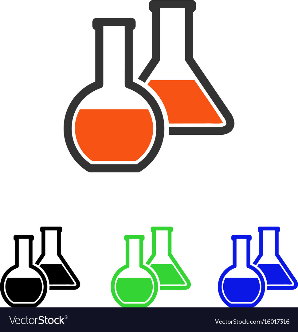 Glass flasks flat icon Royalty Free Vector Image