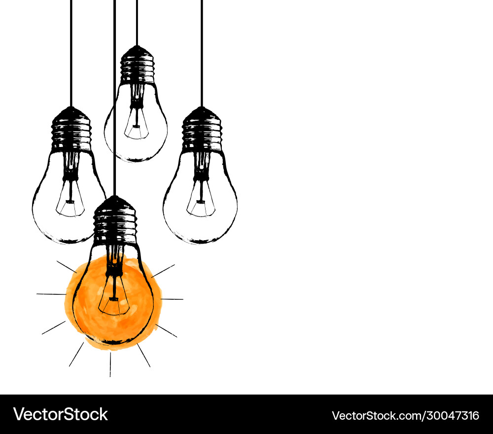 Grunge with hanging light bulbs and place Vector Image