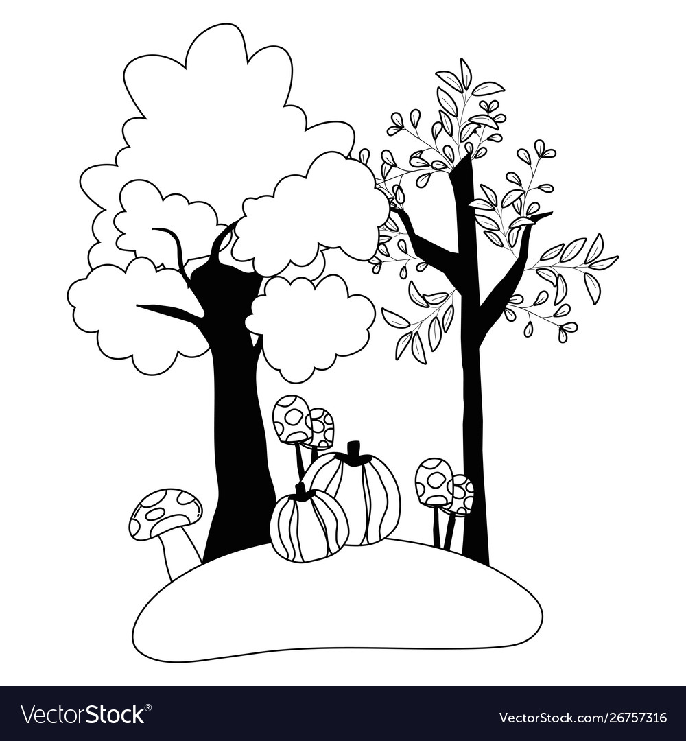 Isolated autumn season trees design Royalty Free Vector
