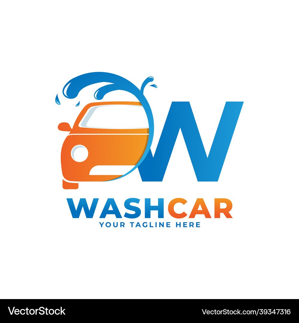 Letter w with car wash logo cleaning car washing Vector Image