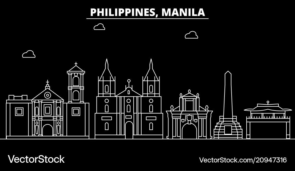 Manila silhouette skyline philippines - manila Vector Image