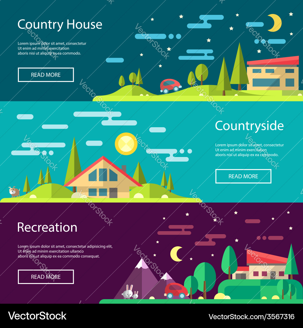 Modern flat design conceptual landscape with build