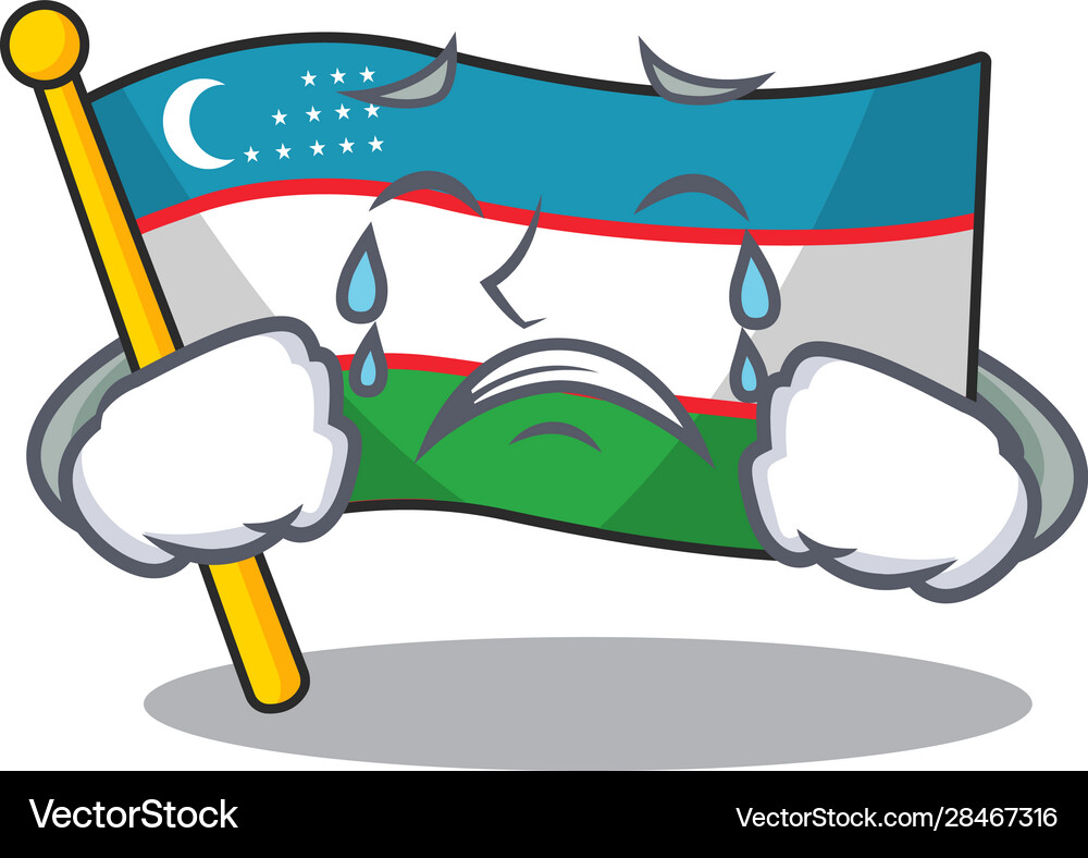 Sad crying flag uzbekistan scroll cartoon Vector Image
