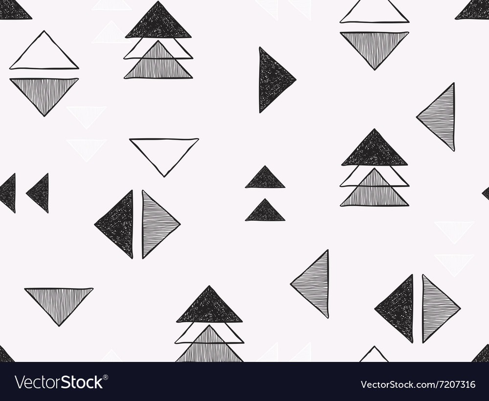 Seamless hand-drawn triangles pattern Royalty Free Vector
