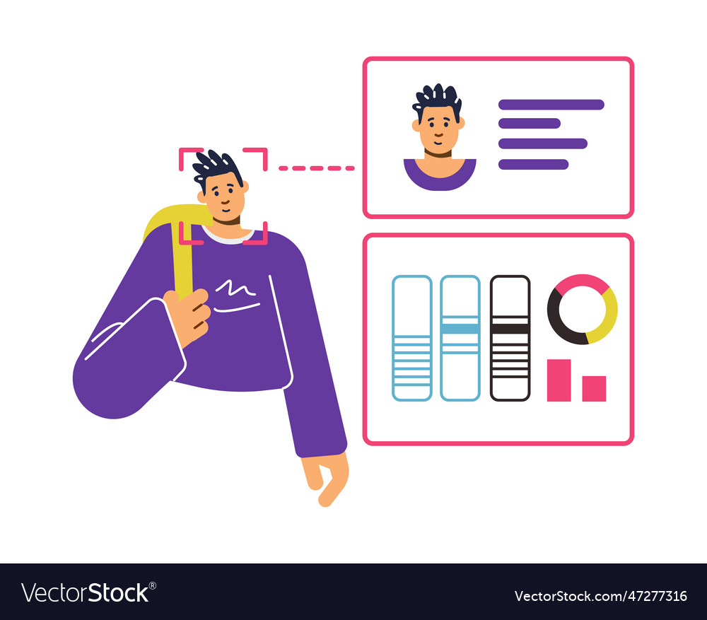 Secure account verification with biometric aflat Vector Image Secure account verification with biometric aflat Vector Image
