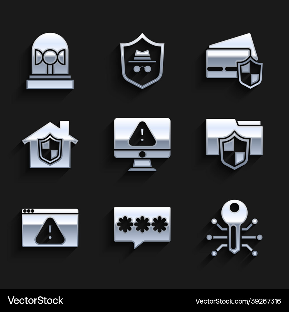 Set monitor with exclamation mark password Vector Image