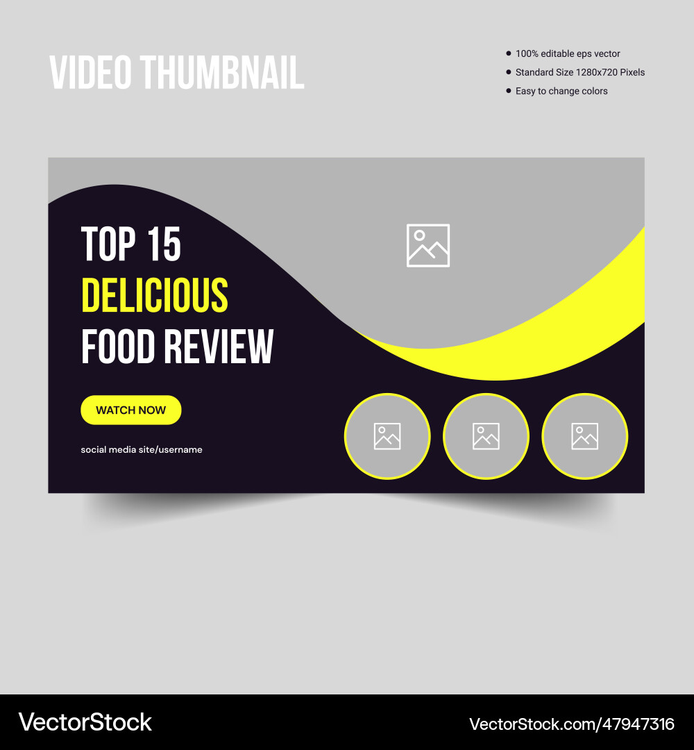 Youtube video food menu thumbnail banner template Vector Image