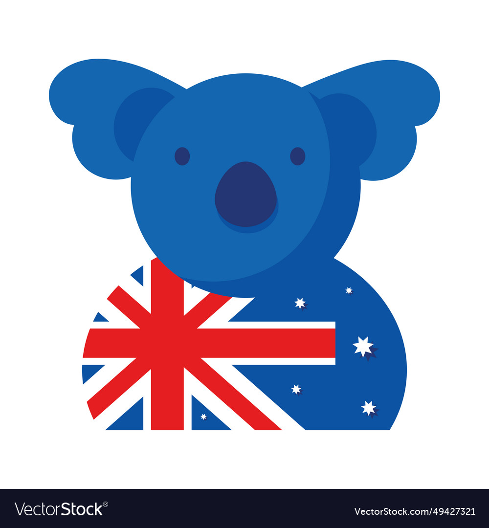 Australia day flag in koala Royalty Free Vector Image