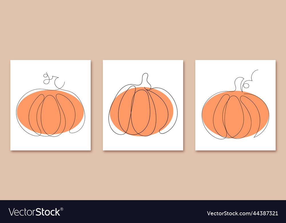 Colour pumpkin drawing set Royalty Free Vector Image