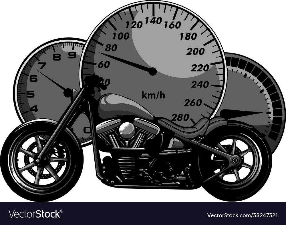 Custom motorcycle with speedometer Royalty Free Vector Image