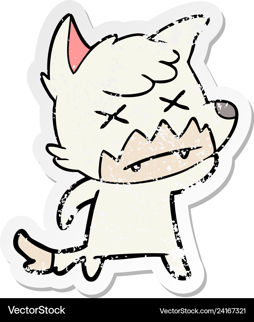 Distressed sticker of a cartoon dead fox Vector Image