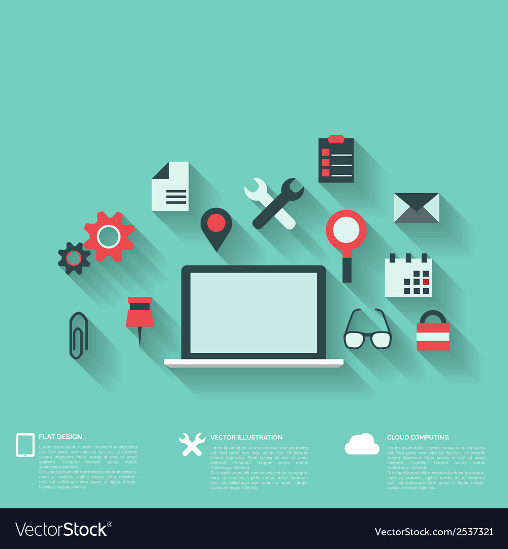 Flat abstract background with web icons interface Vector Image