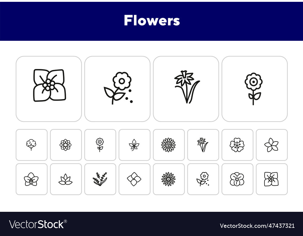 Flowers line icon set Royalty Free Vector Image