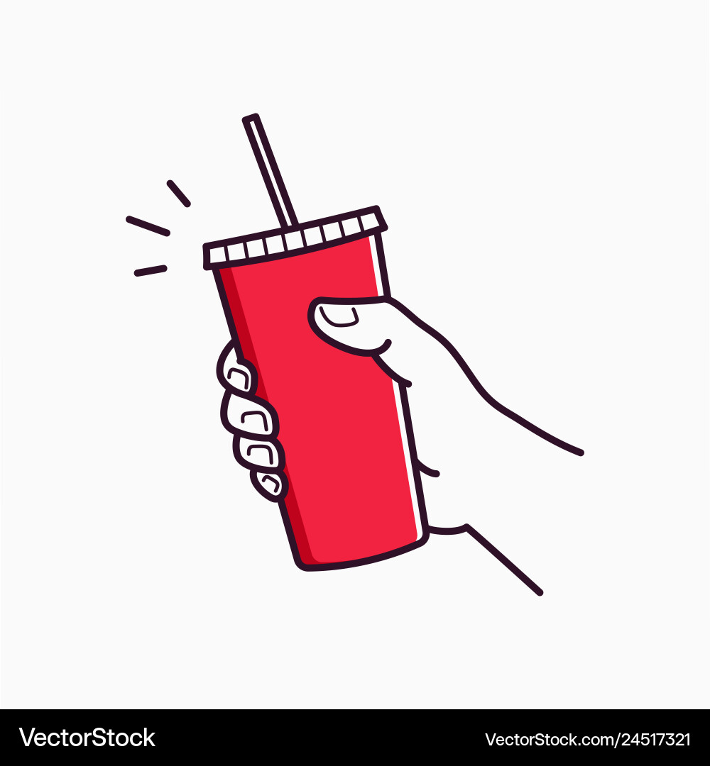 Hand hold paper cup male holding a red Royalty Free Vector