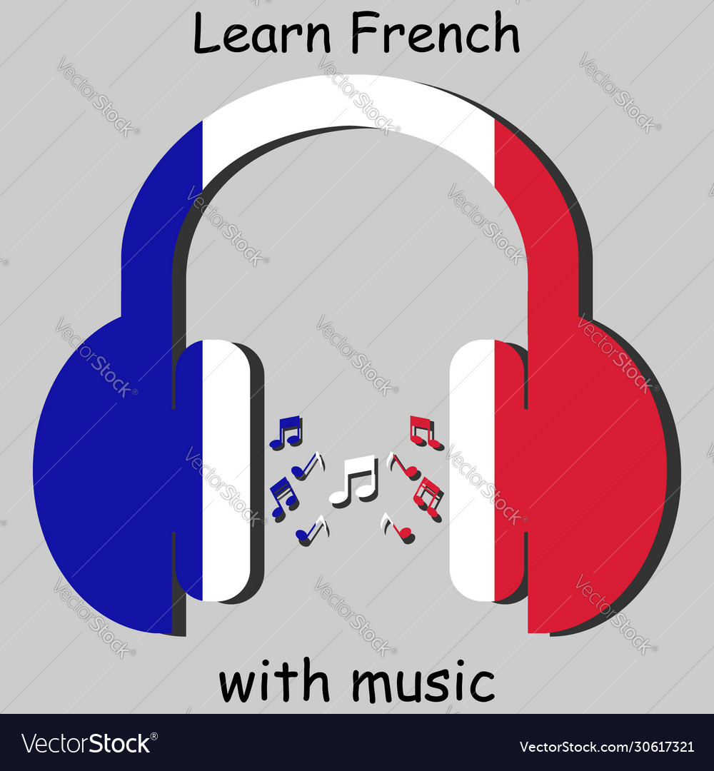 Learn french with music - listen Royalty Free Vector Image