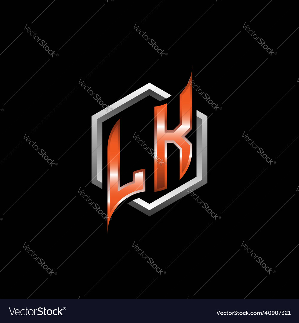 Lk monogram geometric orange with hexagonal Vector Image