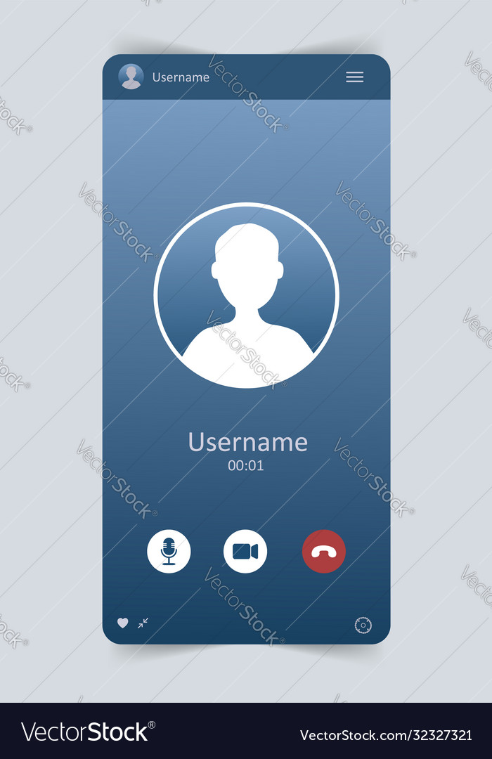Mobile video chat interface user web call Vector Image