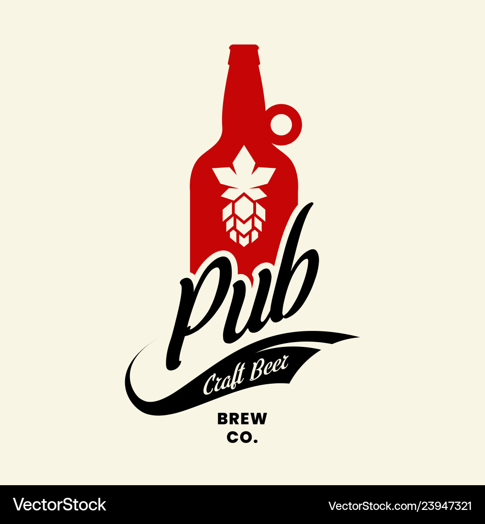 Modern craft beer drink logo sign for bar pub Vector Image