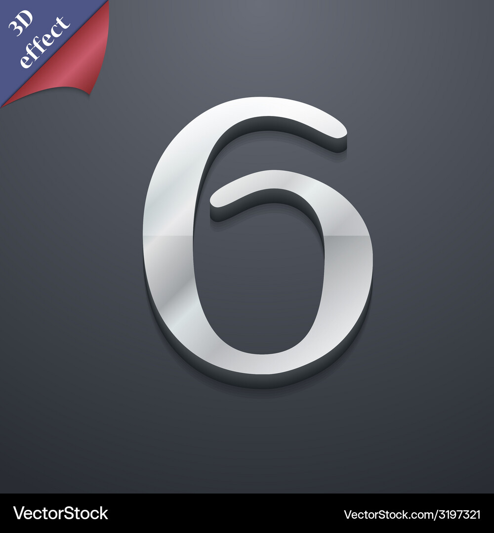 Number six icon symbol 3d style trendy modern Vector Image