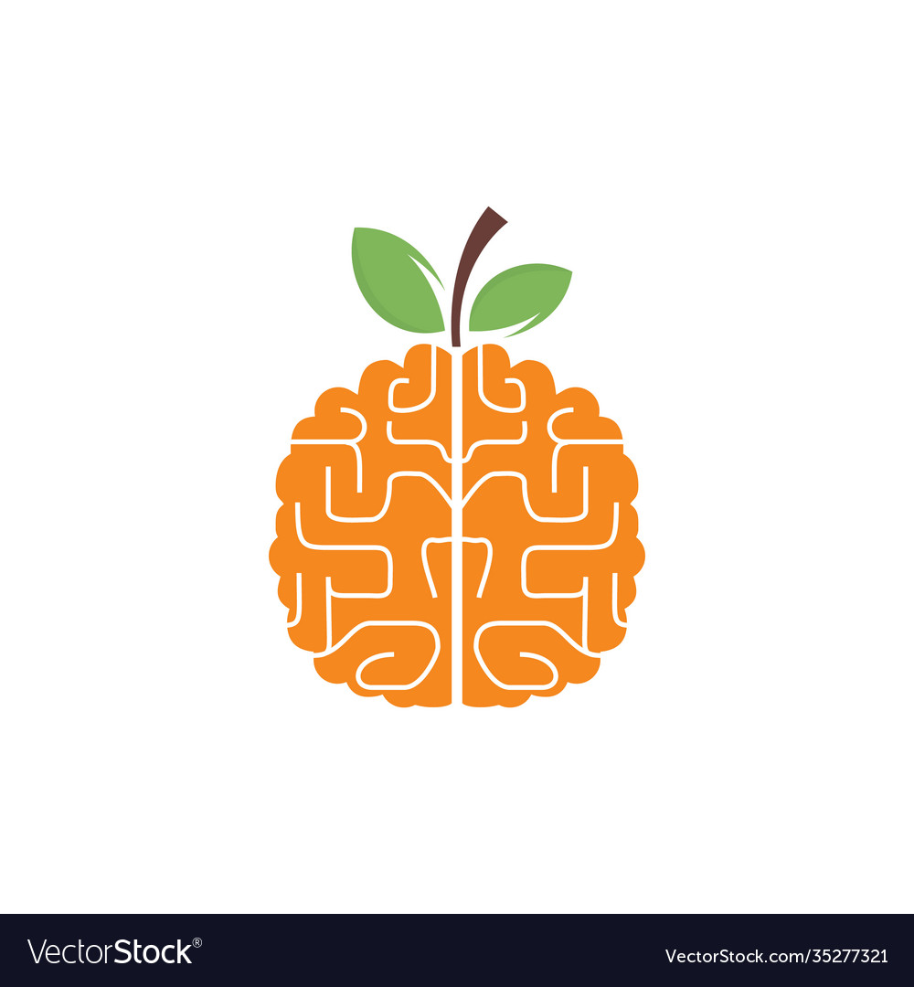 Orange brain logo design Royalty Free Vector Image