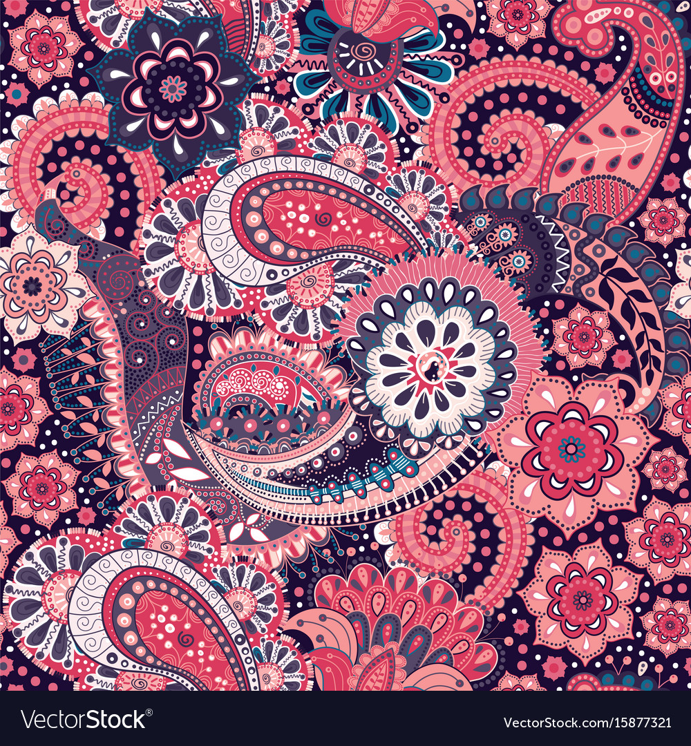 Paisley Floral Seamless Pattern Indian Ornament Vector Image