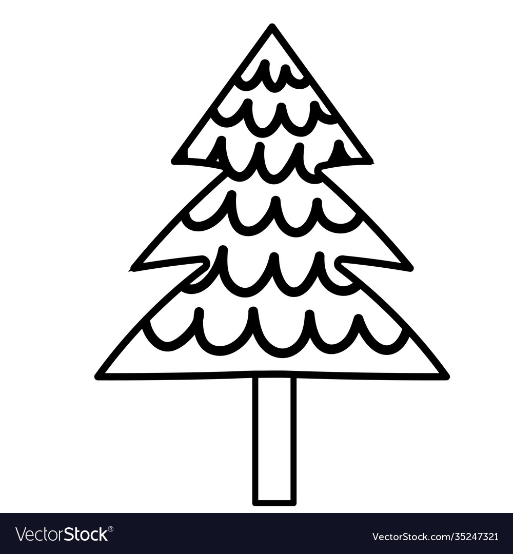 Pine tree plant nature line icon style white Vector Image