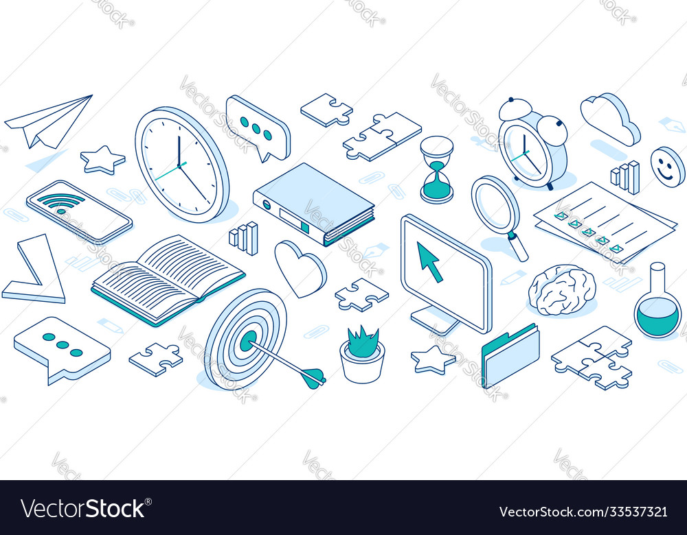 Set business isometric icons Royalty Free Vector Image