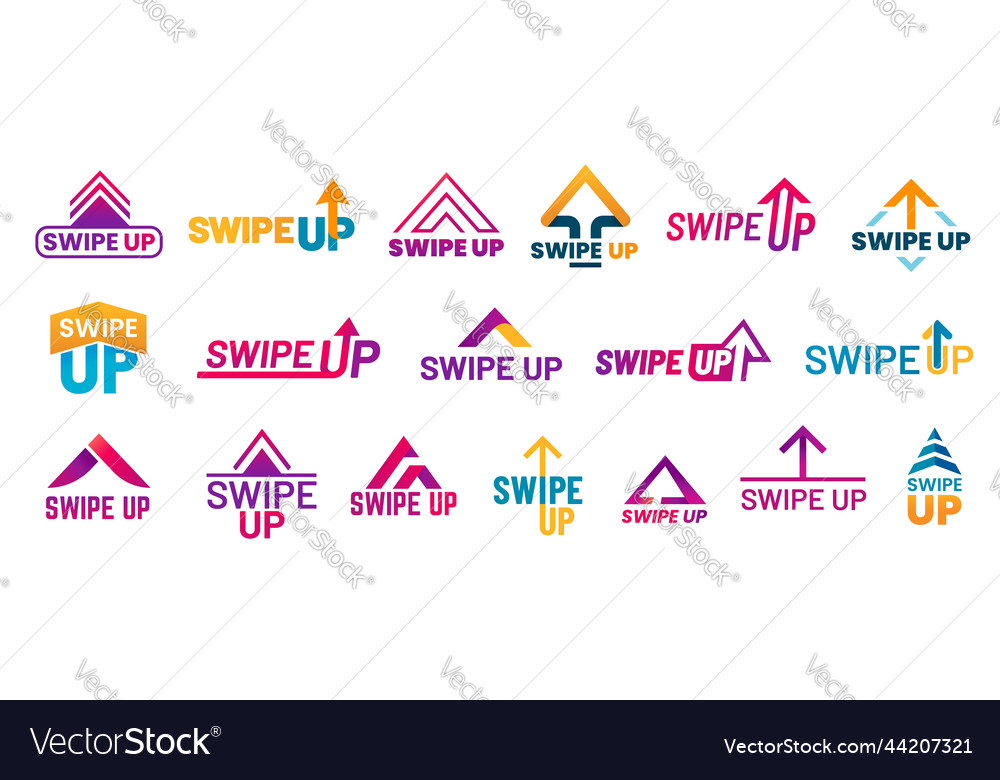 Swipe up icons and buttons scroll drag arrows Vector Image