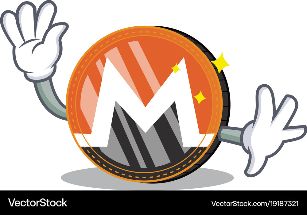 Waving monero coin character cartoon Royalty Free Vector