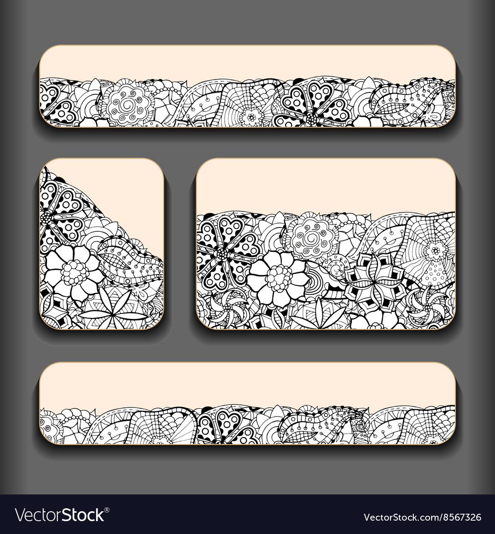Abstract flower pattern cards set Royalty Free Vector Image