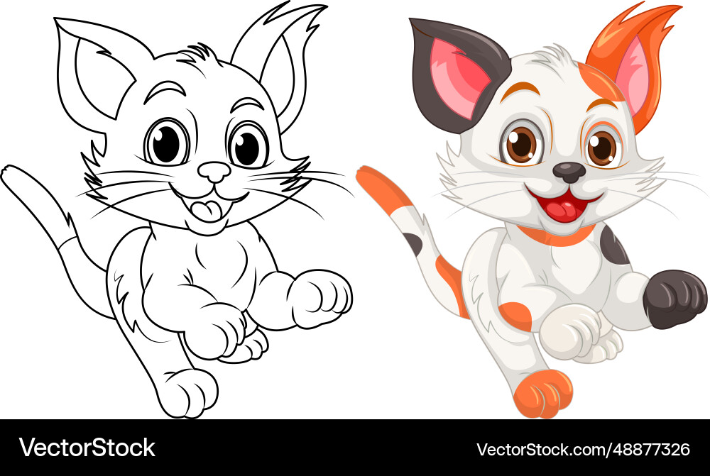 Cat doodle coloring page for children Royalty Free Vector