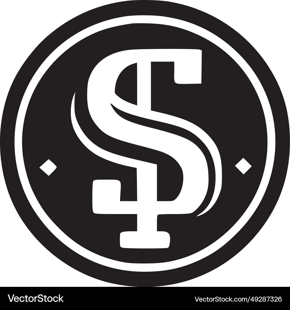 Dollar sign - black and white isolated icon Vector Image
