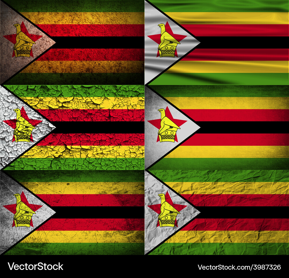 Flag of zimbabwe with old texture Royalty Free Vector Image