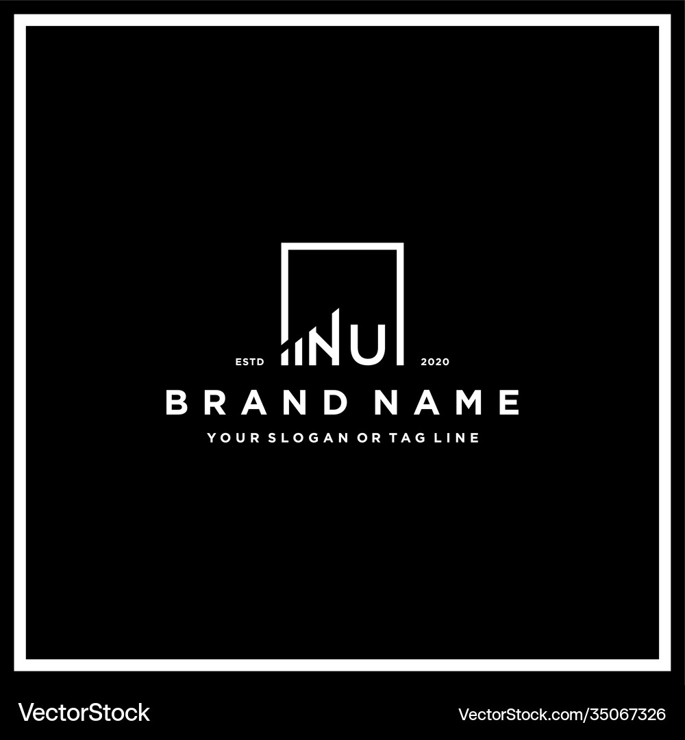 Letter nu square logo finance design Royalty Free Vector