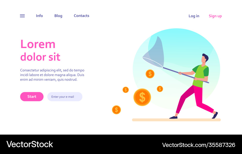 Man catching money with butterfly net Royalty Free Vector