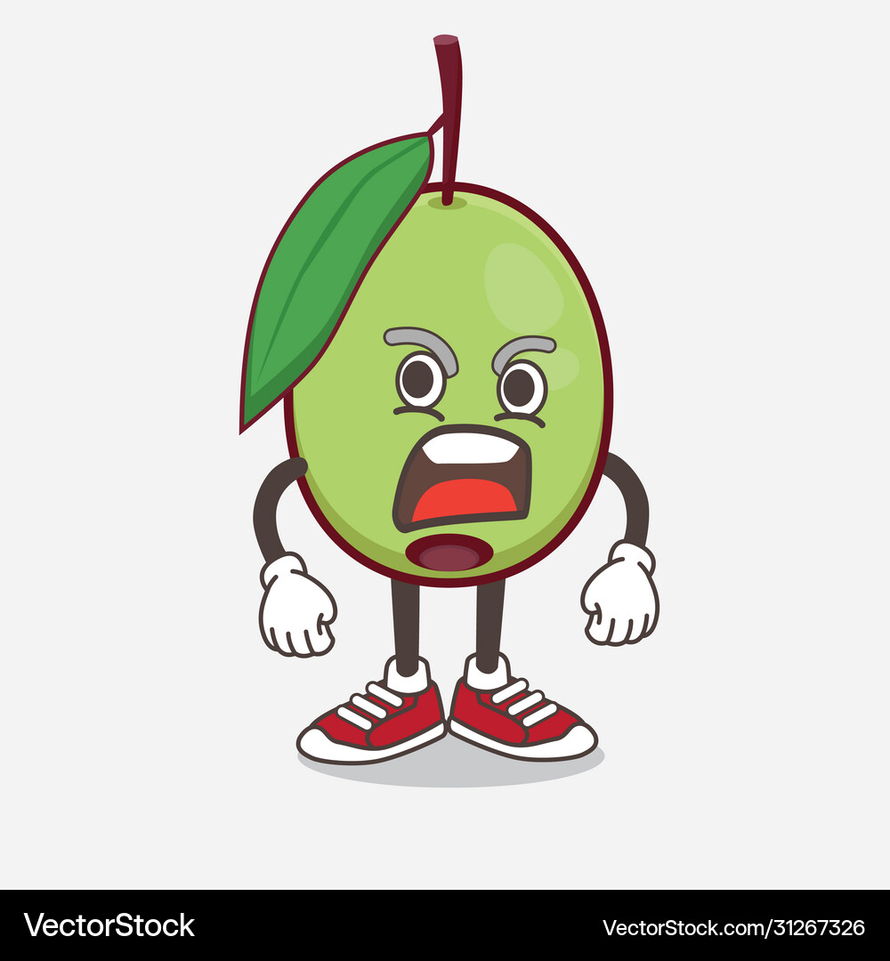 Olive fruit cartoon mascot character with angry Vector Image