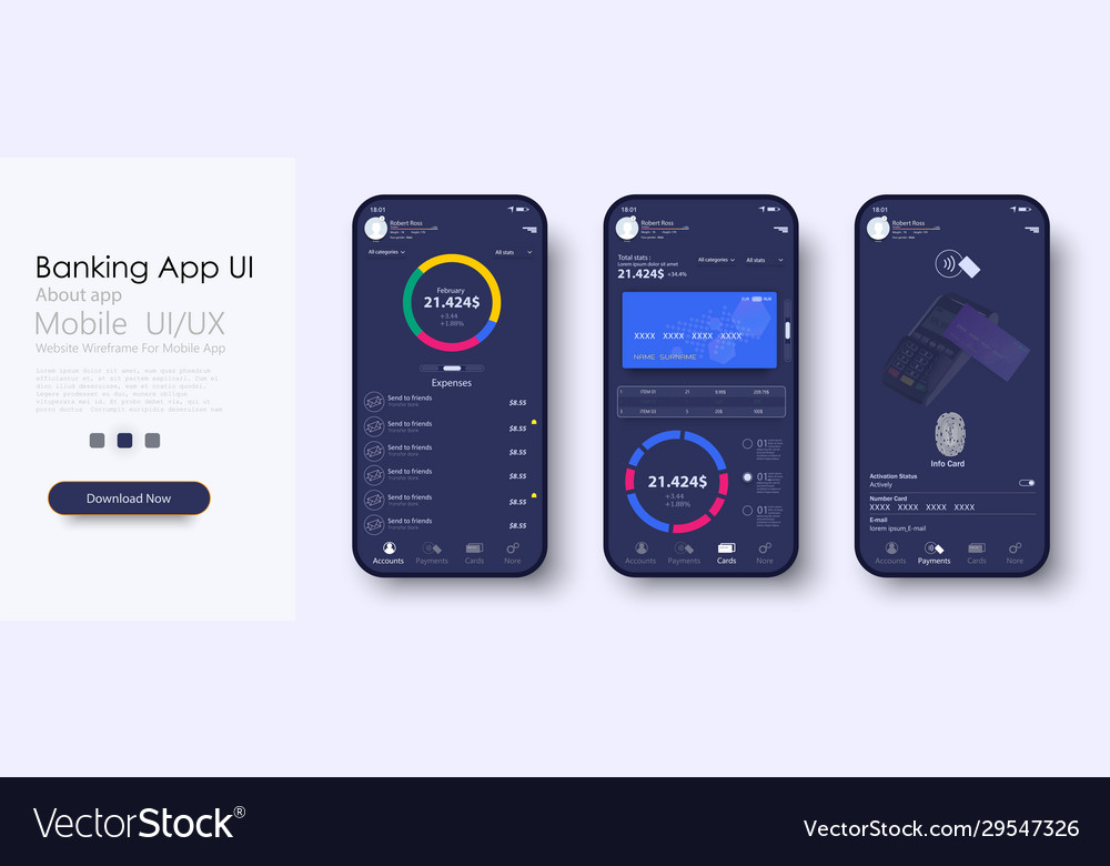 Online banking mobile apps ui ux gui set Vector Image