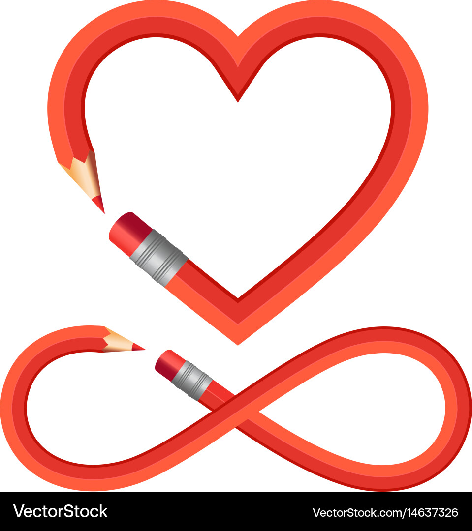 Pencil heart and infinity sign set Royalty Free Vector Image