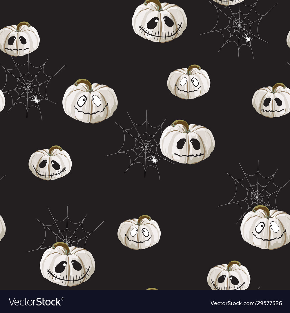 Seamless pattern with white halloween pumpkins Vector Image