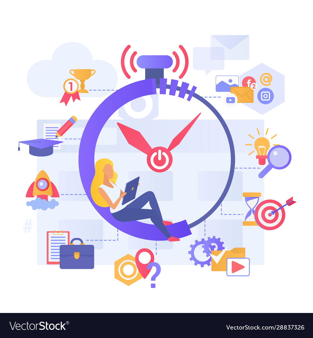 Time management flat Royalty Free Vector Image