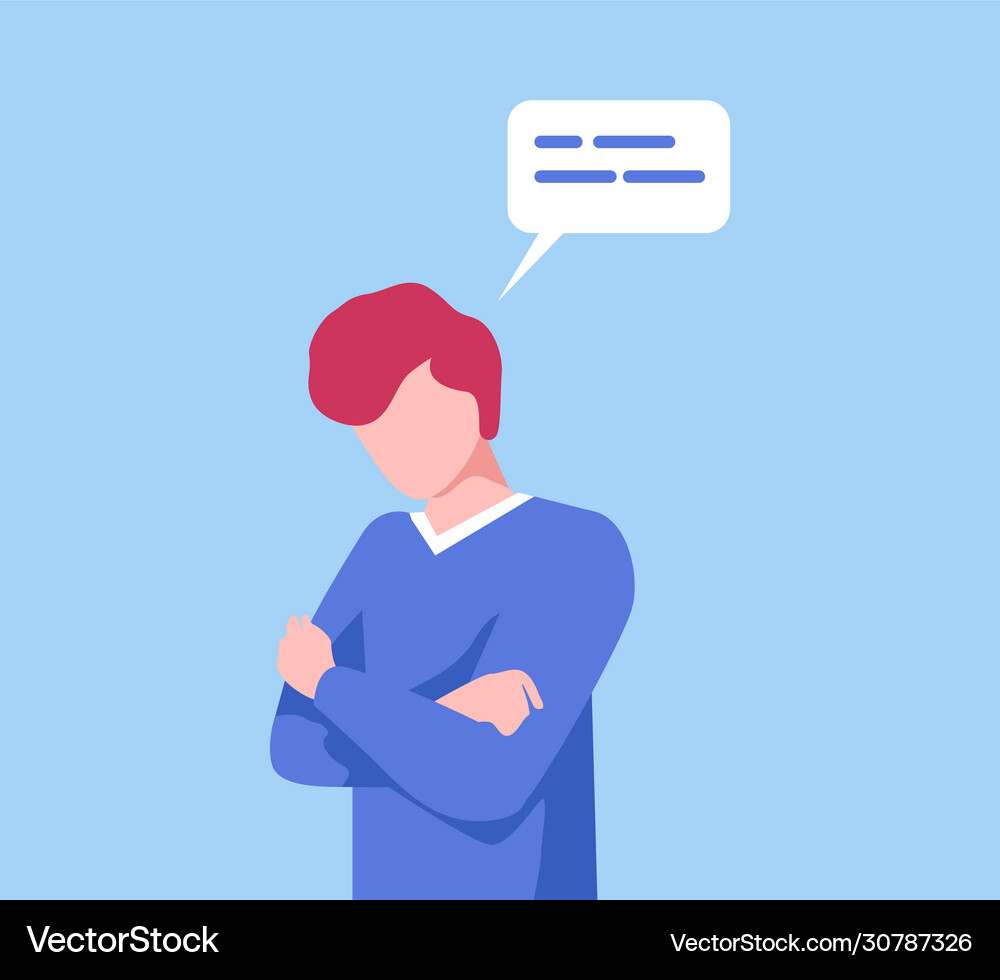 Young man communicating with speech bubble man Vector Image