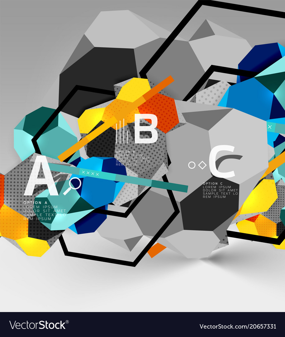 3d hexagon geometric composition Royalty Free Vector Image