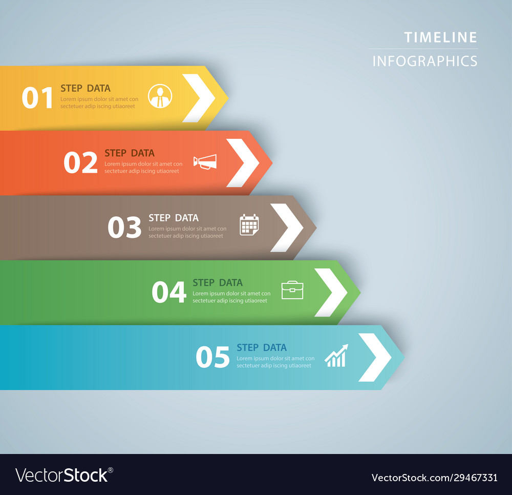 5 data infographics tab paper index template Vector Image