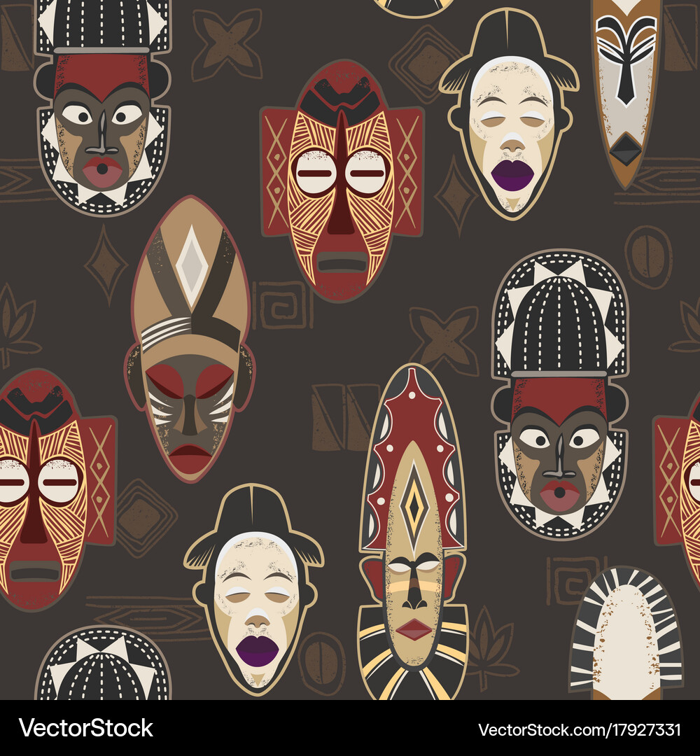 African mask pattern and the ethnic ornament Vector Image