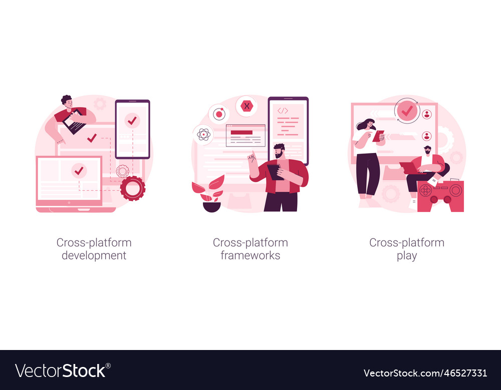 Cross-platform software abstract concept Vector Image Cross-platform software abstract concept Vector Image