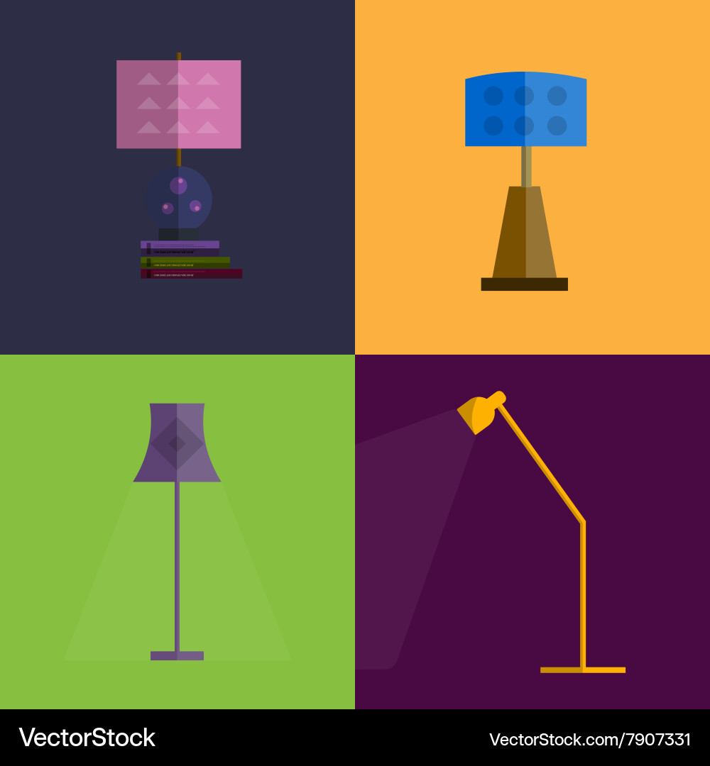 Icon set of lamps modern flat style Royalty Free Vector