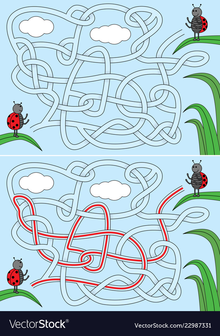 Ladybug maze Royalty Free Vector Image - VectorStock