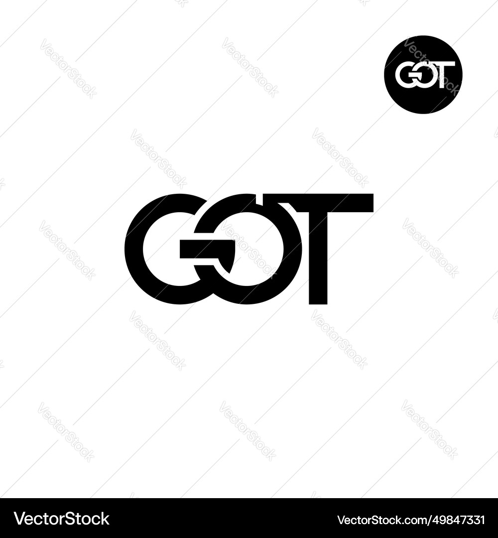 Letter got monogram logo design Royalty Free Vector Image