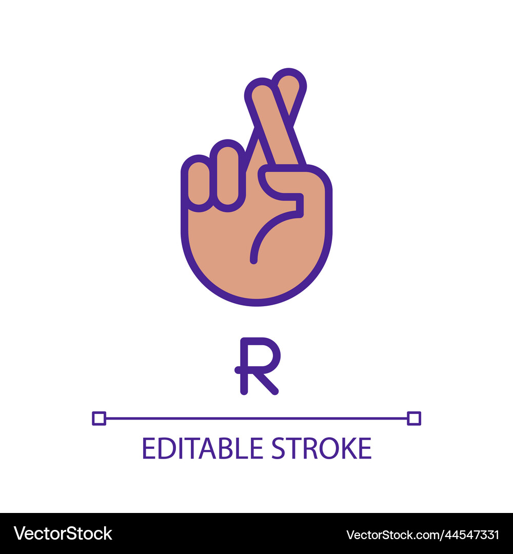 Letter r in american sign language pixel perfect Vector Image