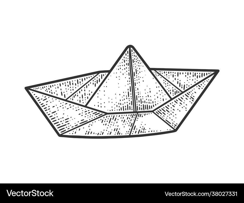 Paper boat line art sketch Royalty Free Vector Image